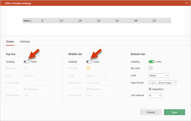 Display multiple timescales on your timeline